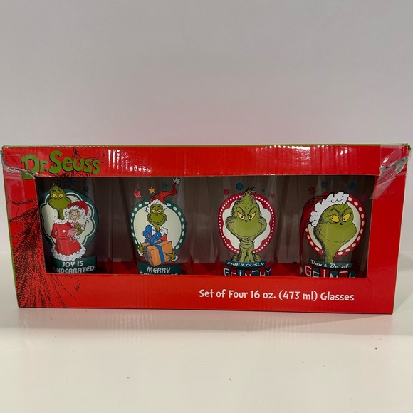 Dr. Seuss | Holiday | Dr Seuss The Grinch Christmas Glasses Set Of 4 ...